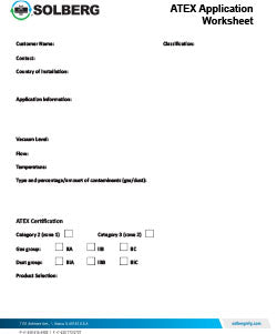 ATEX Application Worksheet – Solberg Manufacturing, Inc.